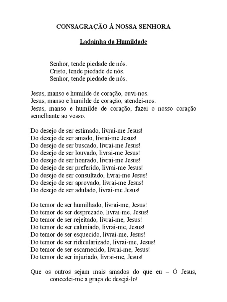 Consagração à Nossa Senhora Ladainha da Humildade | PDF | Maria, mãe de ...