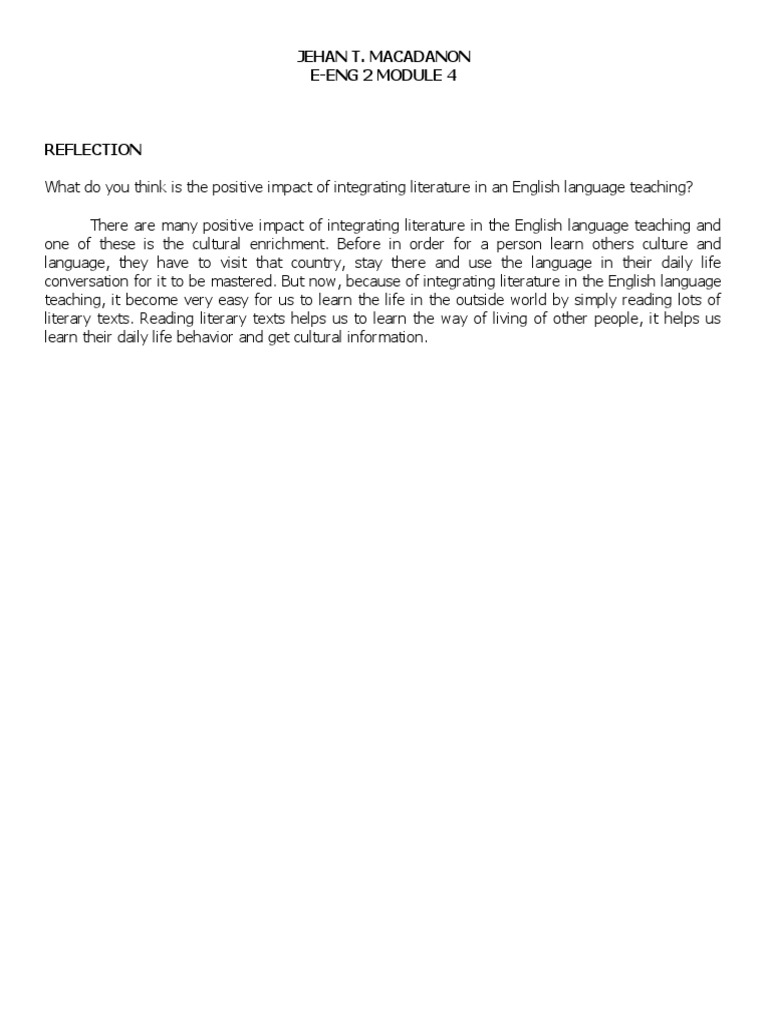E Eng 2 Module 4 Reflection | PDF