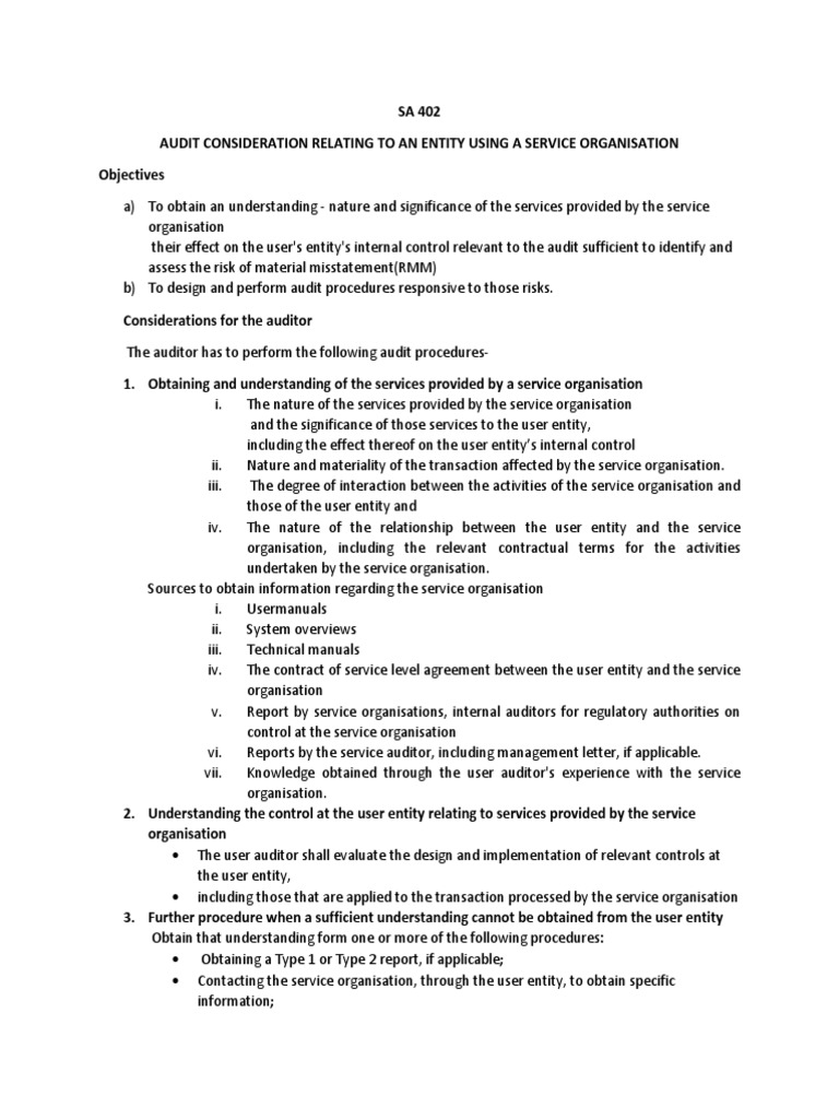 Sa 402 | PDF | Audit | Internal Control