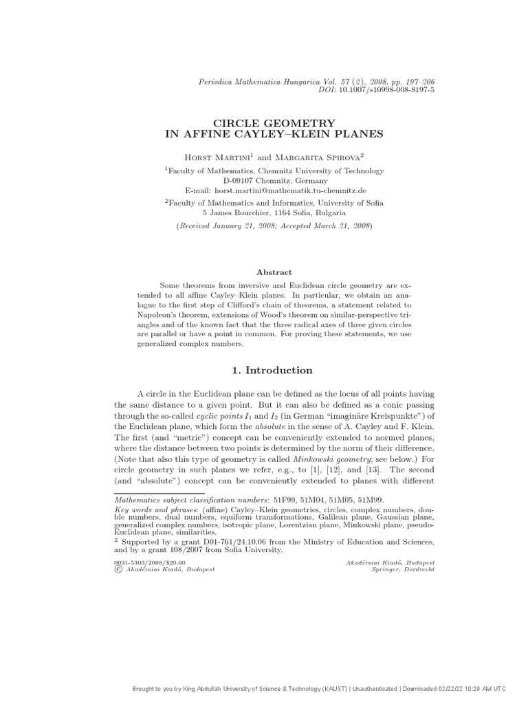 (15882829 - Periodica Mathematica Hungarica) Circle Geometry in Affine ...