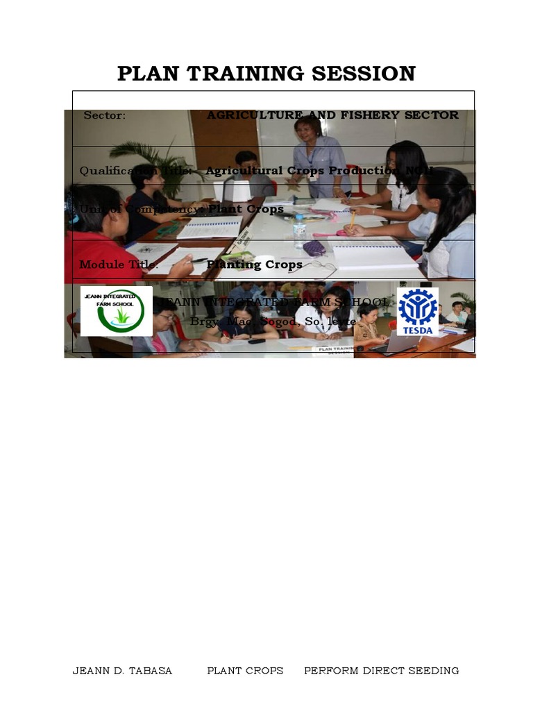 Plan Training Session: Sector: Agriculture and Fishery Sector | PDF ...