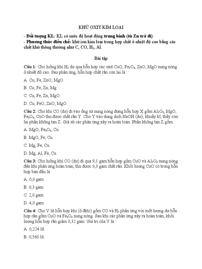 KH Oxit Kim Lo I | PDF