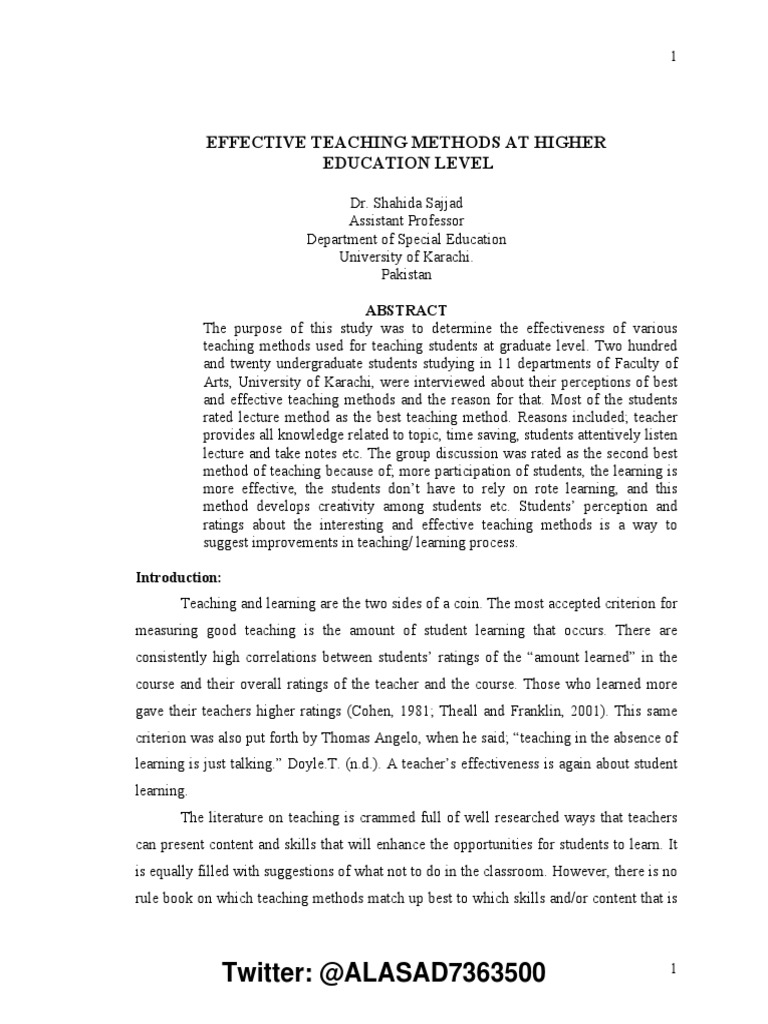 Effective Teaching Methods in Higher Ed | PDF | Teaching Method | Teachers
