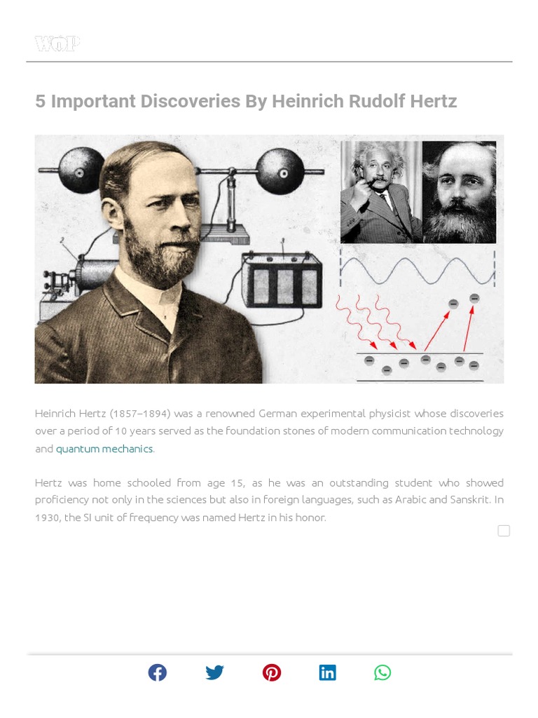 5 Important Discoveries by Heinrich Rudolf Hertz | PDF ...