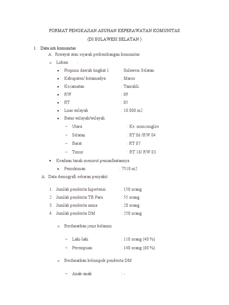 Format Pengkajian Asuhan Keperawatan Komunitas | PDF