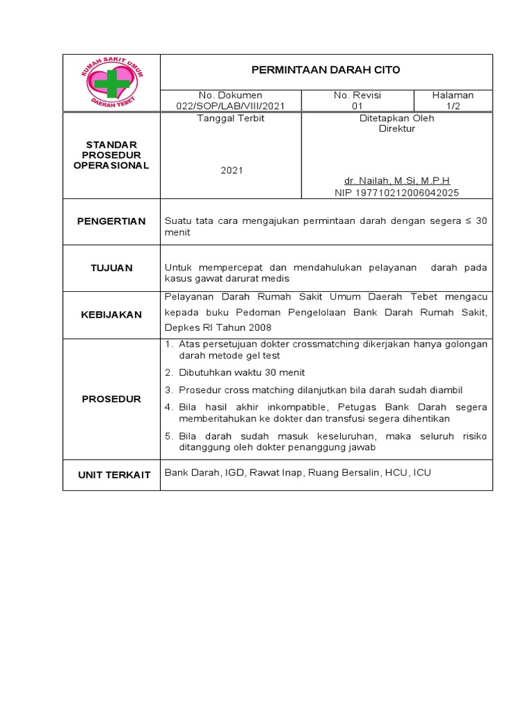 PERMINTAAN DARAH CITO | PDF