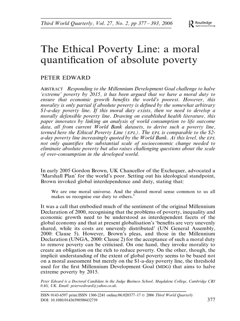 Ethical Poverty Line | PDF | Poverty | Poverty & Homelessness