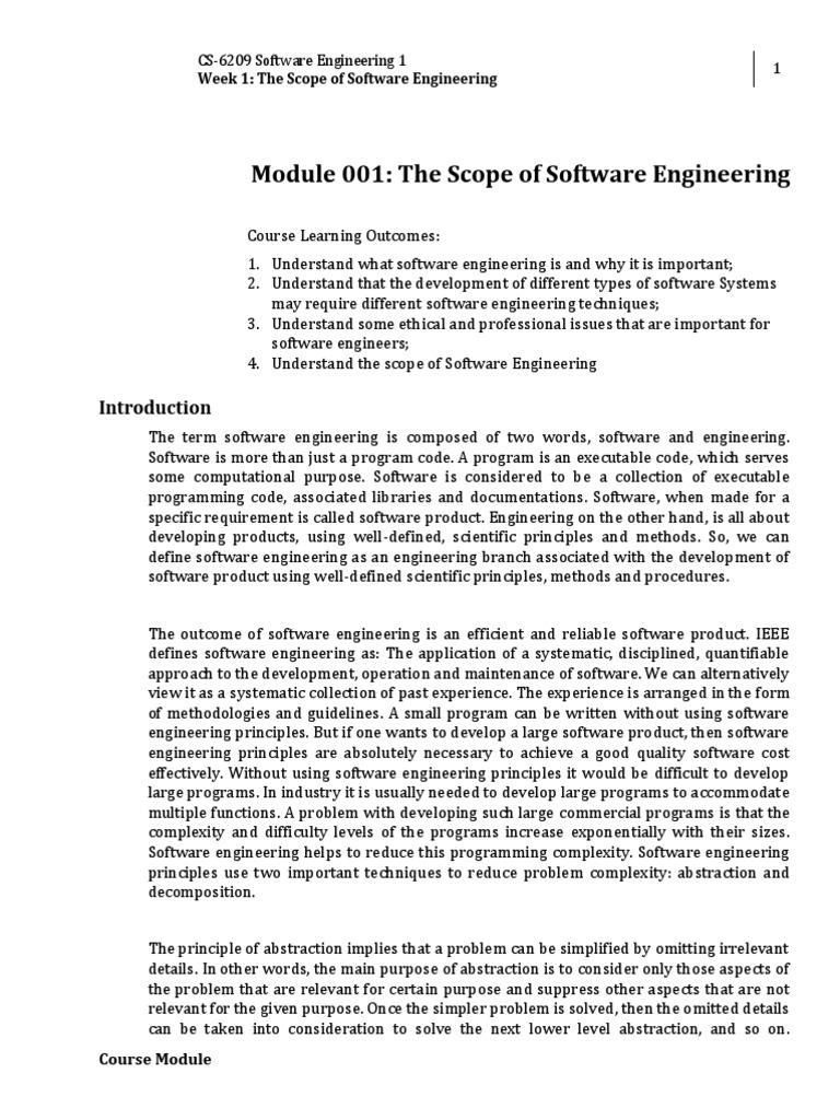 Software Engineering 1 Module | PDF | Information System | Software