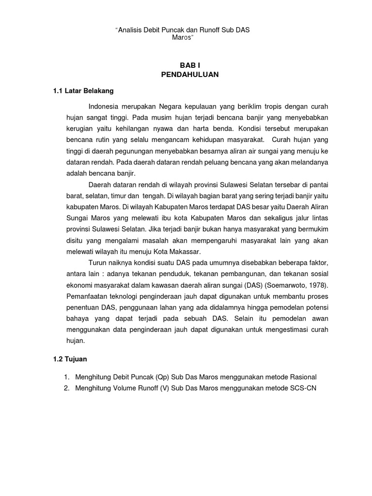 Analisis Debit Puncak Dan Runoff Sub DAS Maros | PDF | Metode & Bahan ...