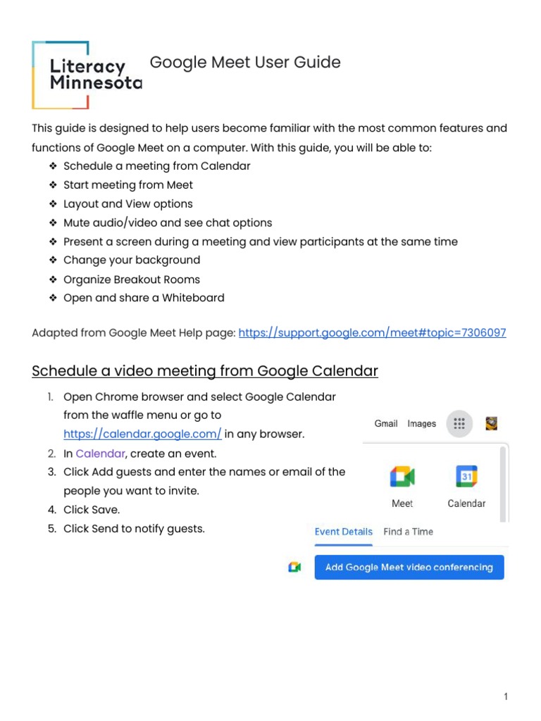 Google Meet User Guide: Schedule A Video Meeting From Google Calendar ...