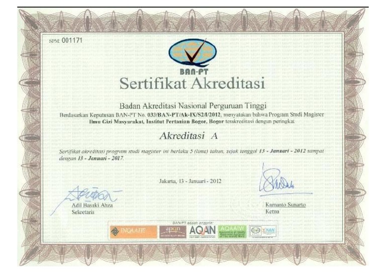 Sertifikat Akreditasi S2 Gizi IPB | PDF