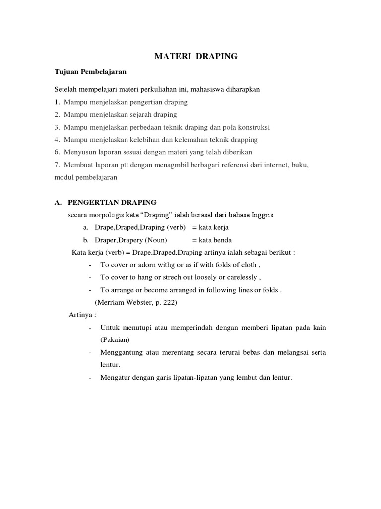 Materi Ke 2 Draping | PDF