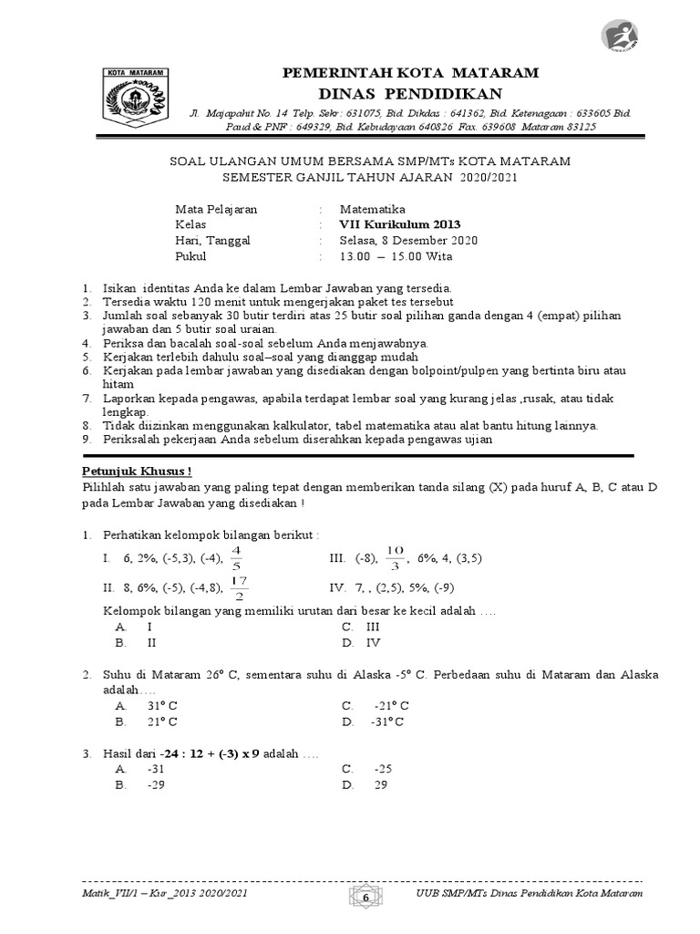 Matik 7 Ganjil | PDF