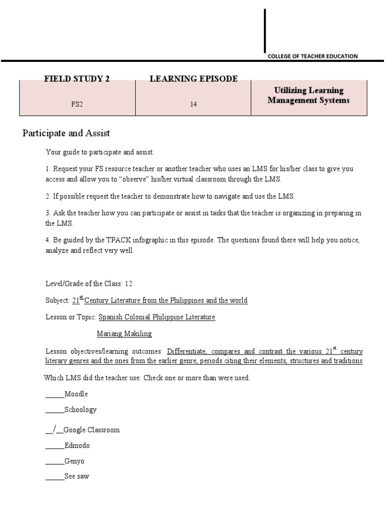 FS2 Episode 14 de Castro Angelica B. | PDF | Teachers | Learning