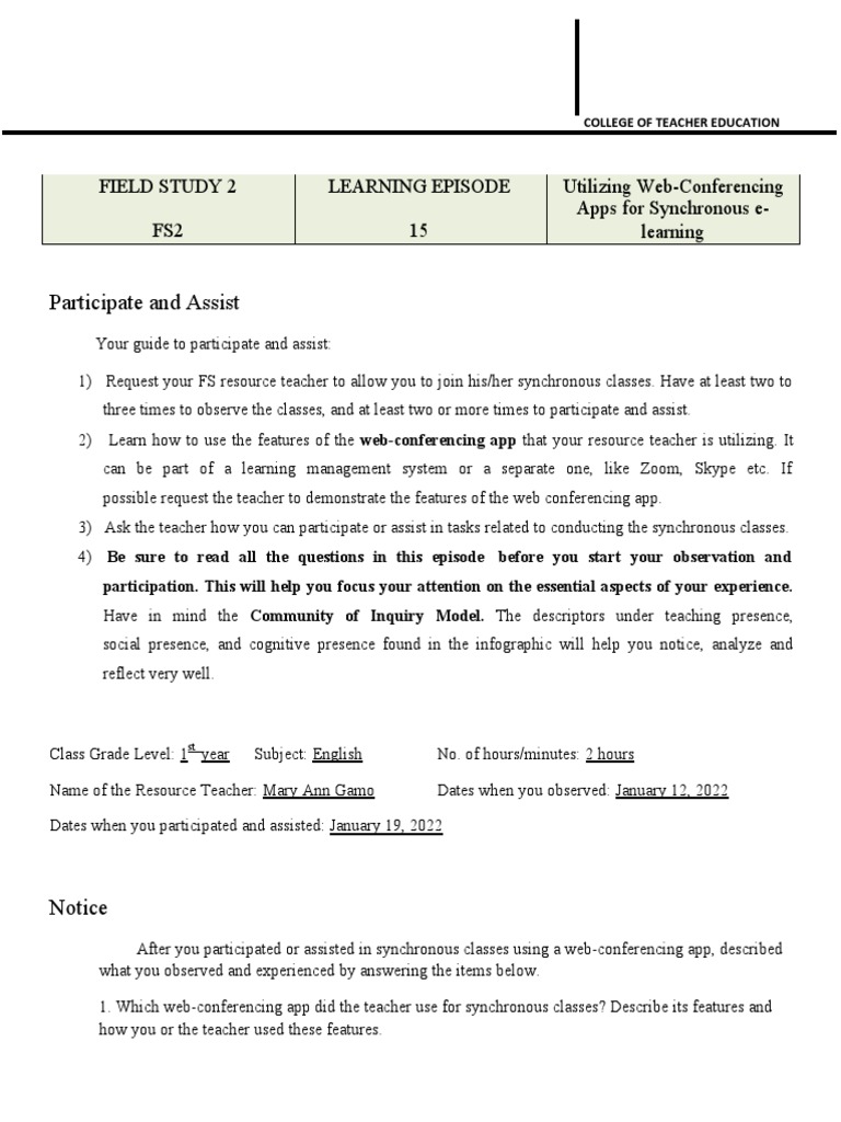 FS2 Episode 15 de Castro Angelica B. | PDF | Teachers | Learning