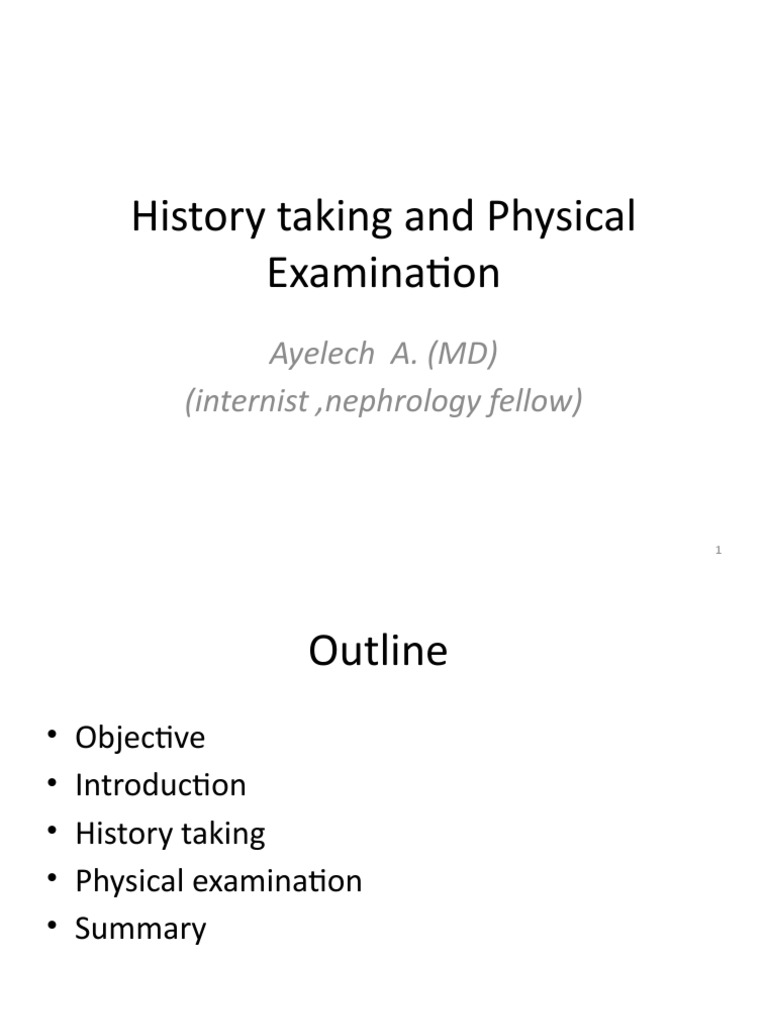 Histroy Taking and Physical Examination | PDF | Physical Examination ...
