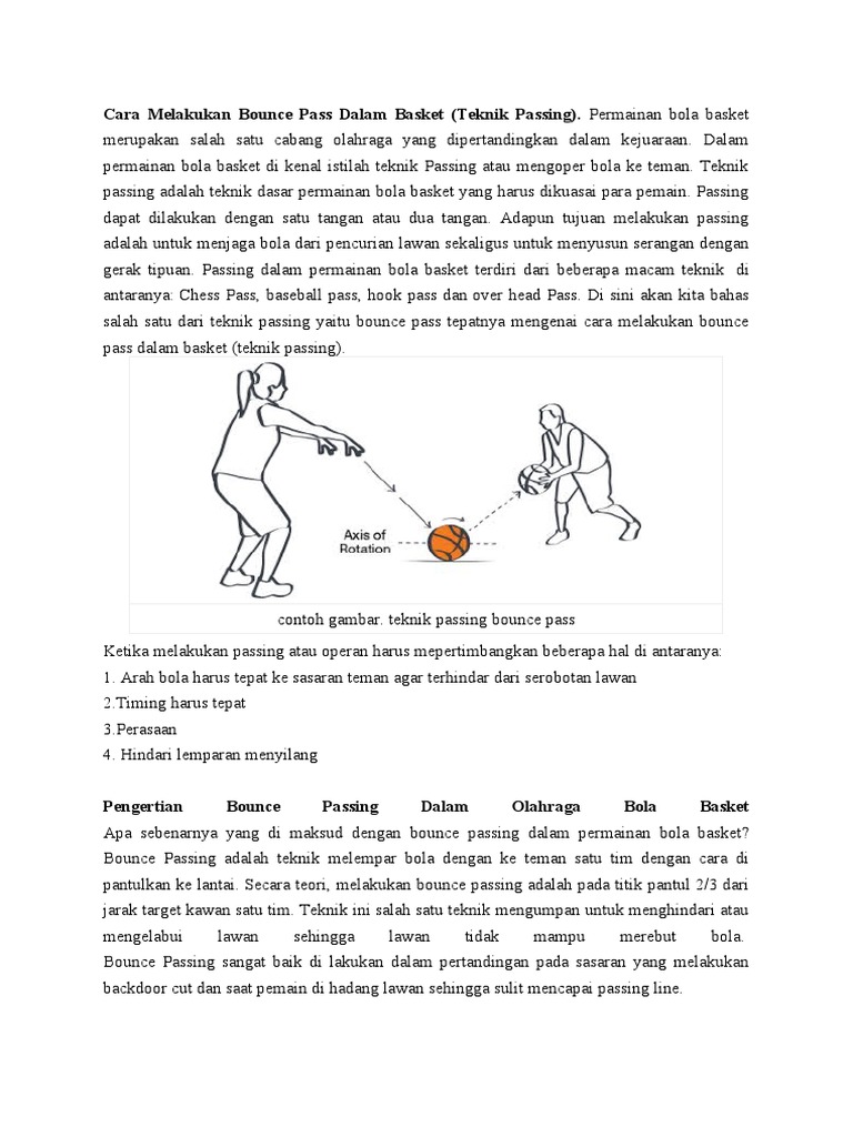 Cara Melakukan Bounce Pass Dalam Basket | PDF