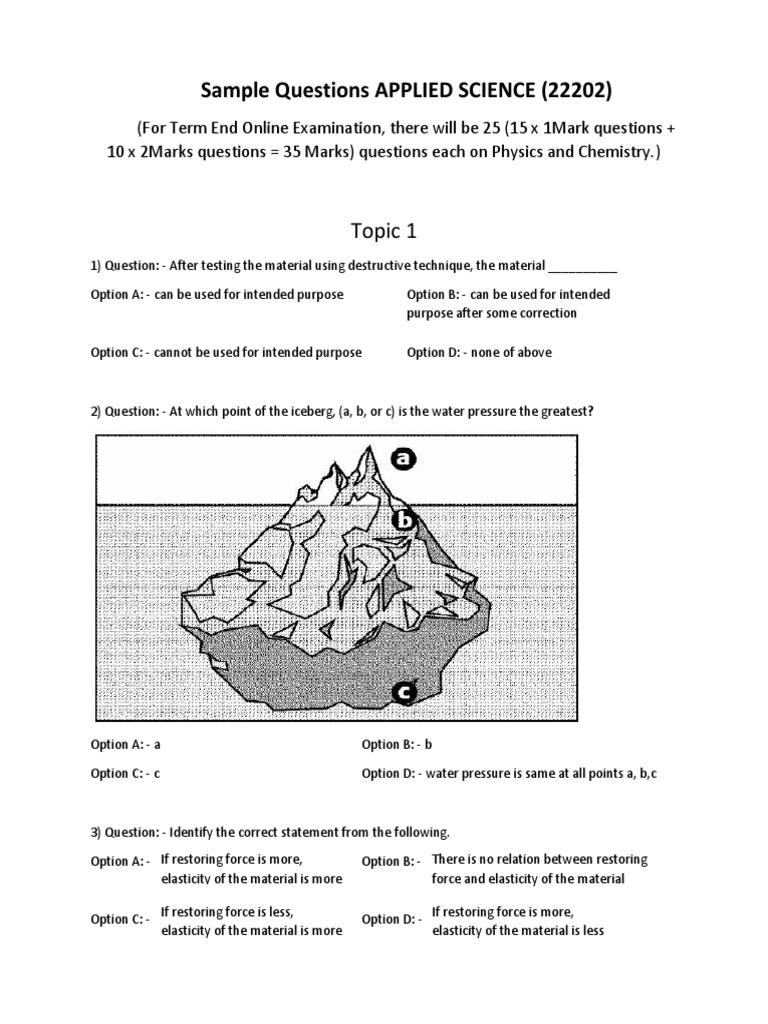 Applied Science Exam Sample Questions | PDF | Photoelectric Effect ...