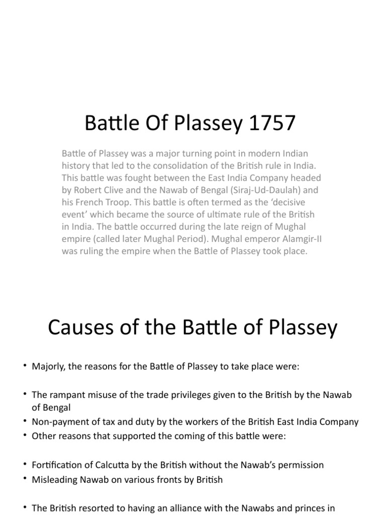 Battle of Plassey 1757 | PDF | British India