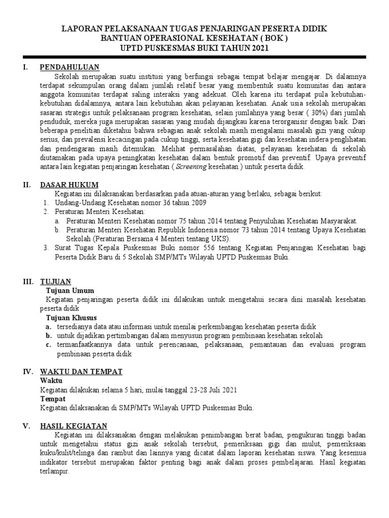 Lap Penjaringan | PDF