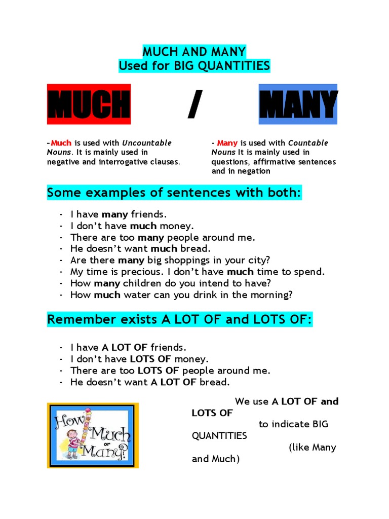 Much and Many Used For Big Quantities | PDF | Social Science