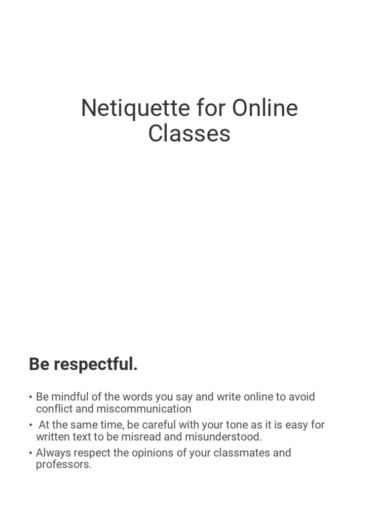 Netiquette For Online Class | PDF