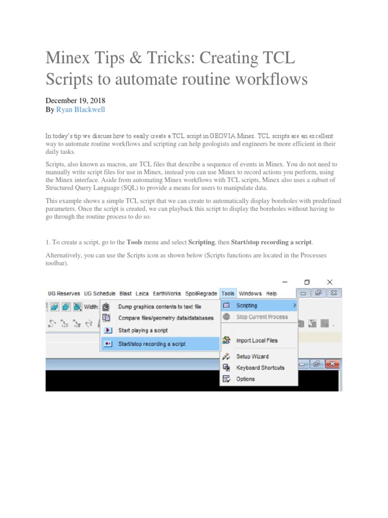 Minex Tips And Tricks Creating Tcl Scripts To Automate Routine Workflows Pdf Scripting 4186