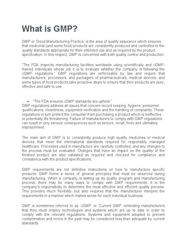 What Is GMP | PDF | Business | Health Sciences
