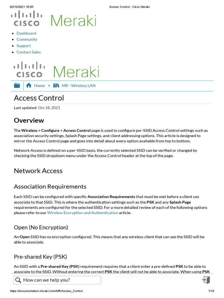 Access Control - Cisco Meraki | PDF | Radius | Computer Network