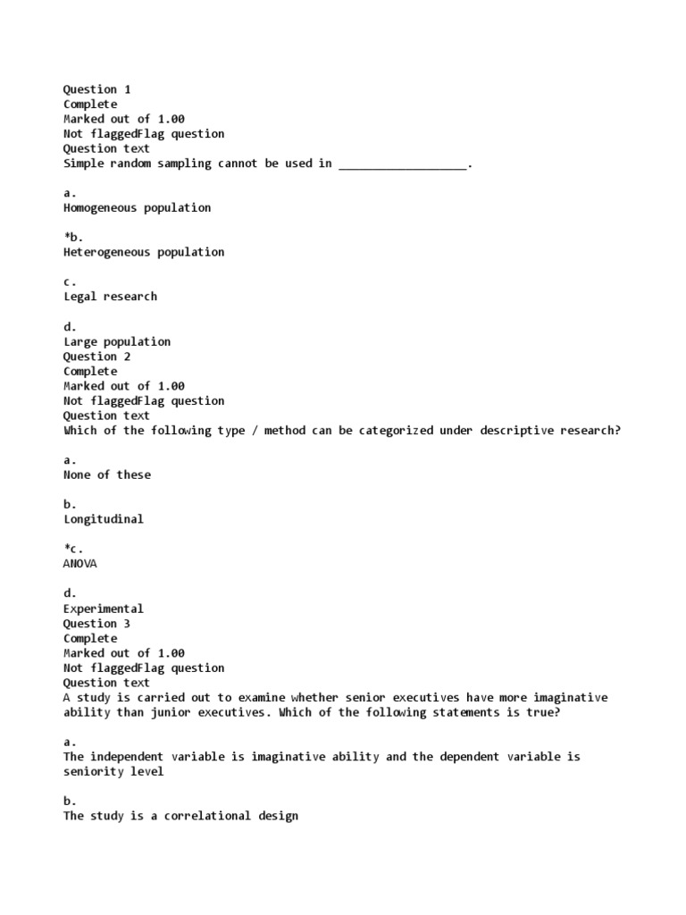 MCQ BRM | PDF | Factor Analysis | Sampling (Statistics)