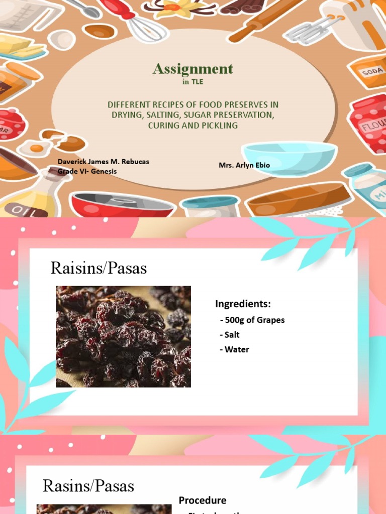 Assignment TLE Different Recipes of Food Preserves in Drying, Salting ...