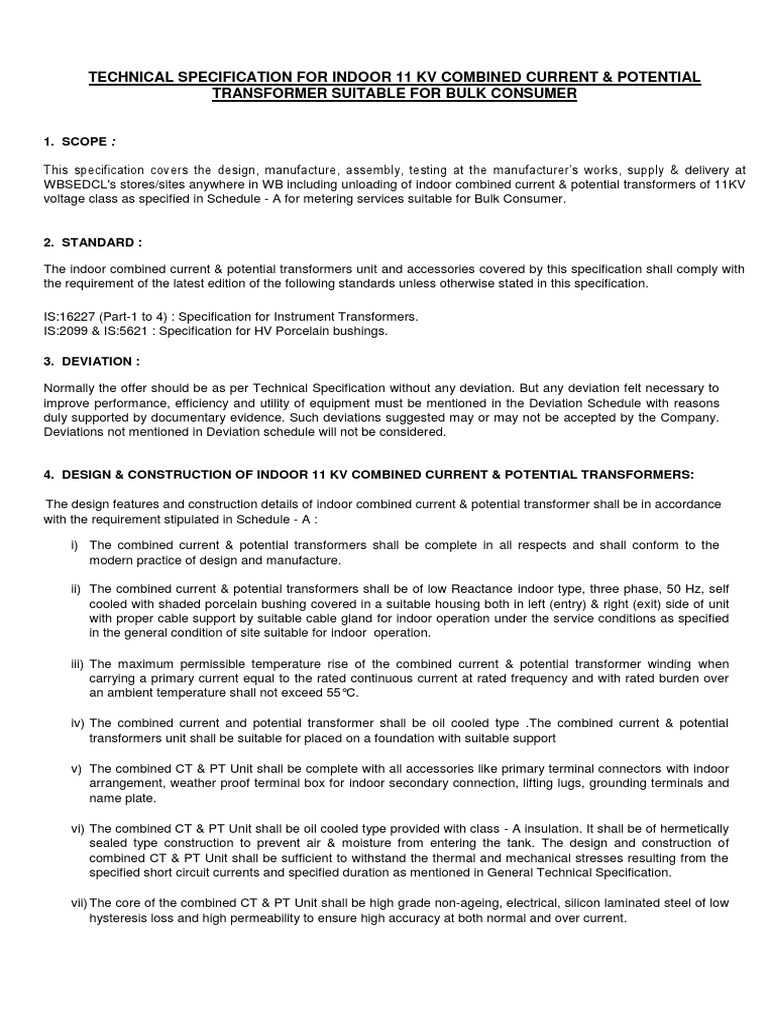 Ts of 11kv Id Combined CTPT | PDF | Transformer | Electrical Engineering
