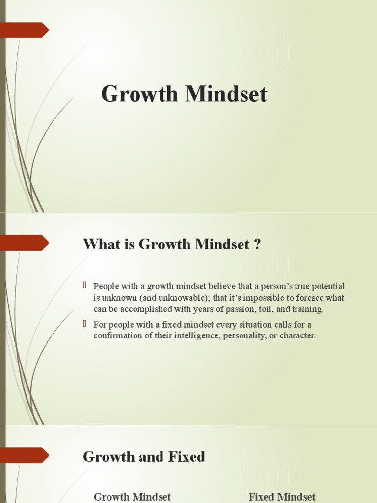 Growth Mindset | PDF | Mindset | Goal