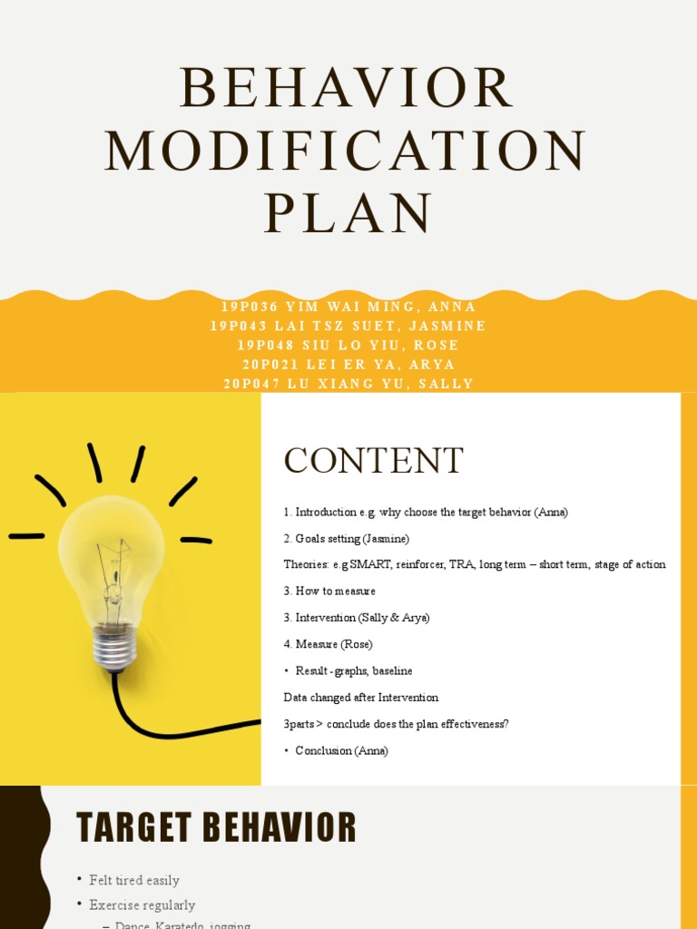 Behavior Modification Plan | PDF | Goal | Motivational