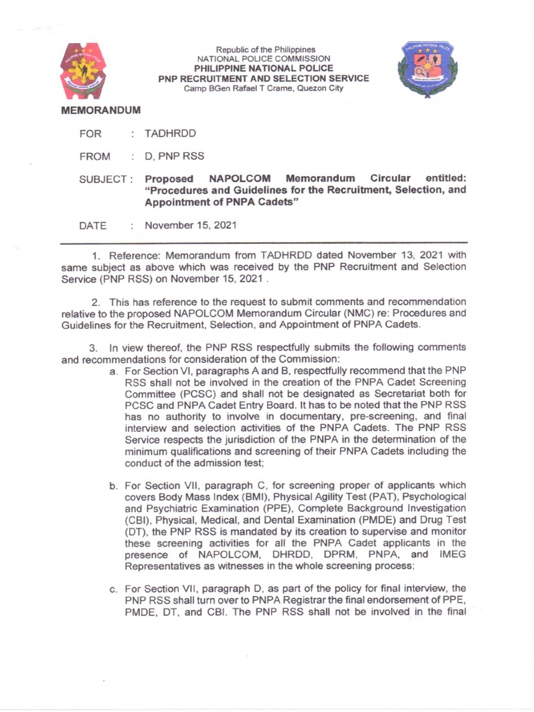 PRS Comment On NAPOLCOM MC | PDF
