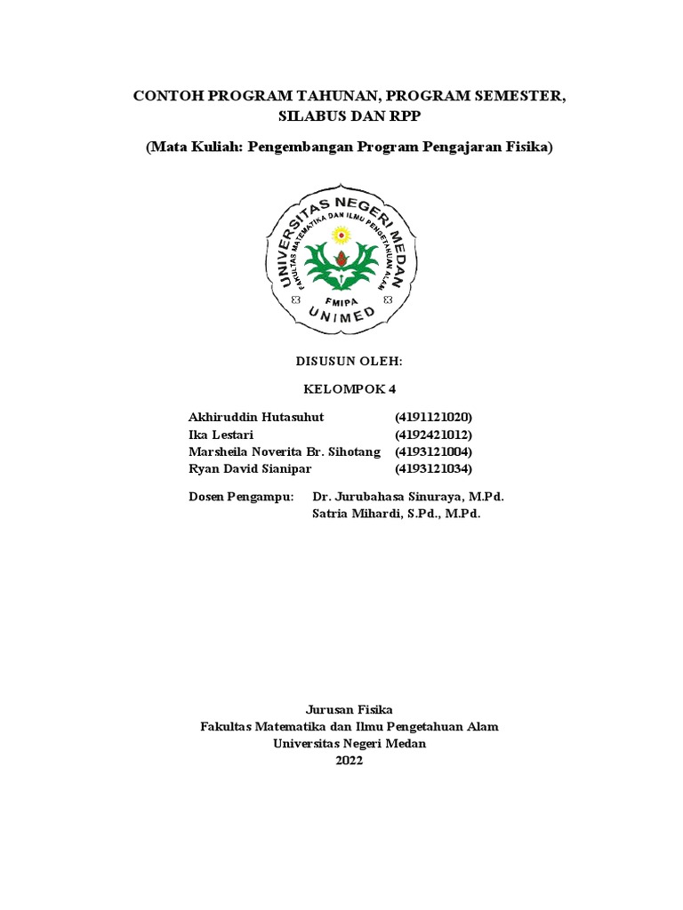 Kel.4 - Contoh Program Tahunan, Program Semester, Silabus Dan RPP | PDF
