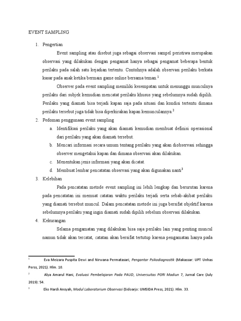 Memahami Event Sampling dalam Psikologi | PDF