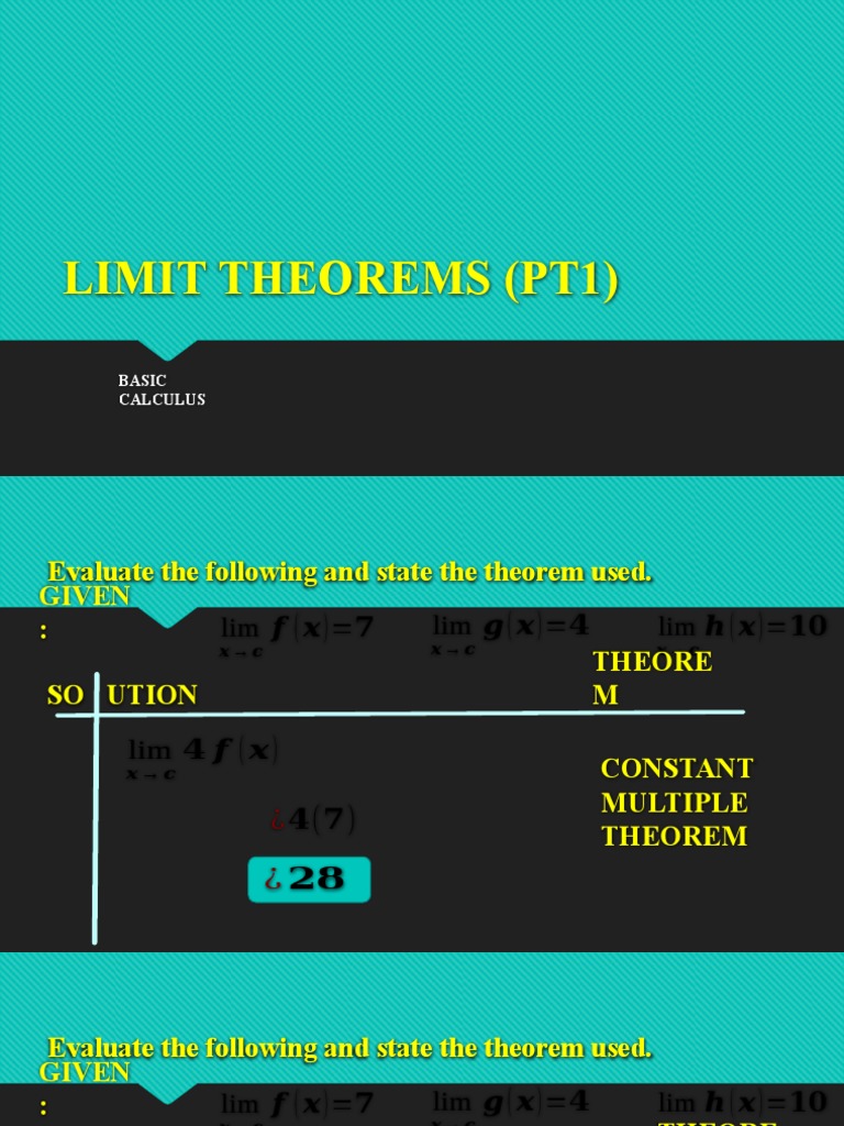Limit Theorems (Pt1) : Basic Calculus | PDF | Mathematics | Algebra