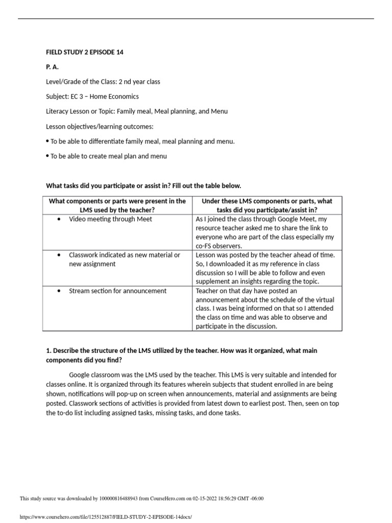 Field Study 2 Episode 14 | PDF | Teachers | Learning