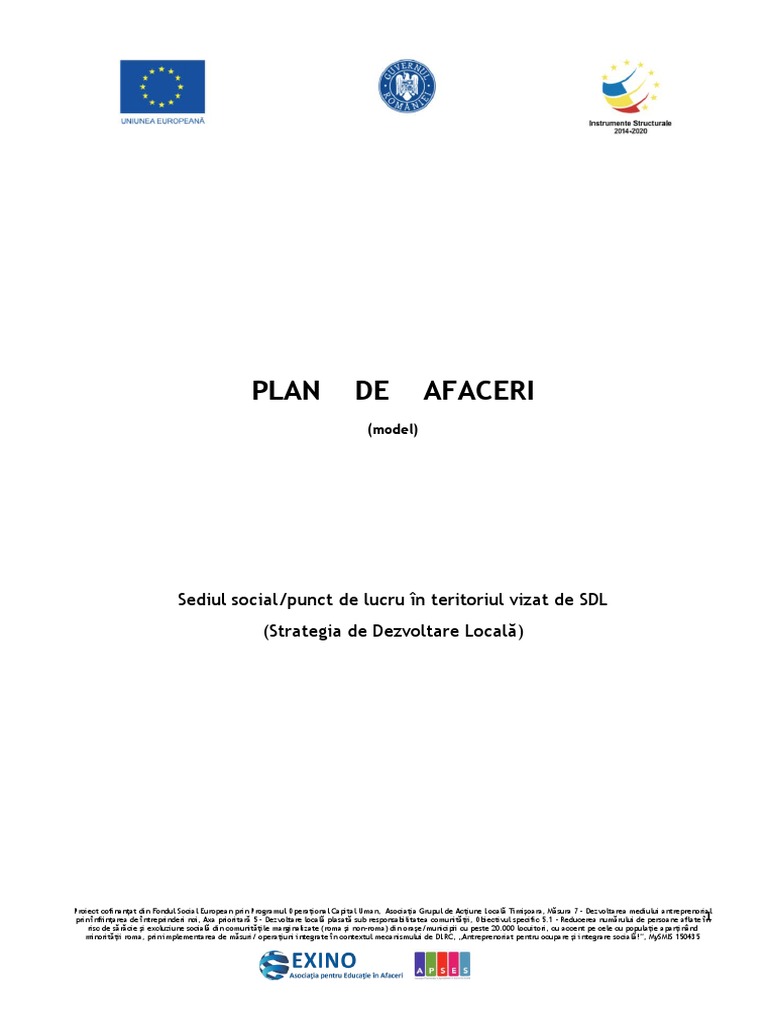 16.-Model Plan de Afacere GAL 18.01.2022 | PDF