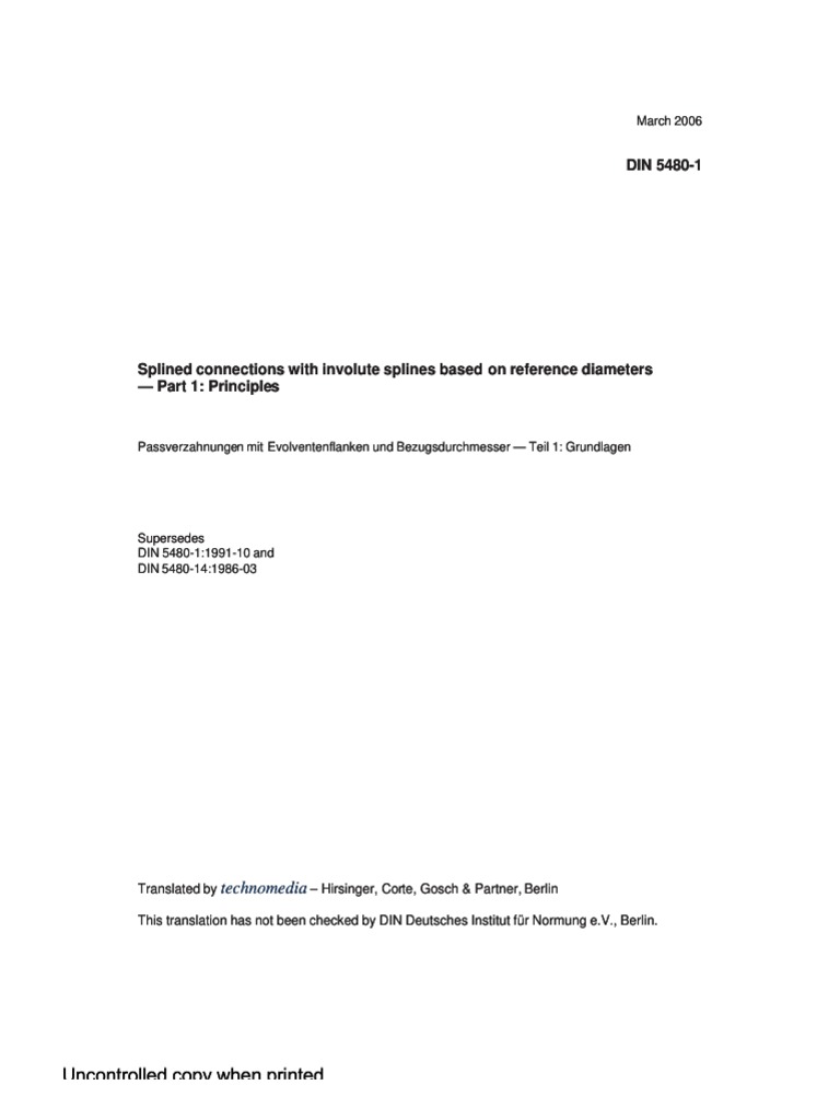 DIN 5480-1 Spline Standards Overview | PDF | Engineering Tolerance | Gear