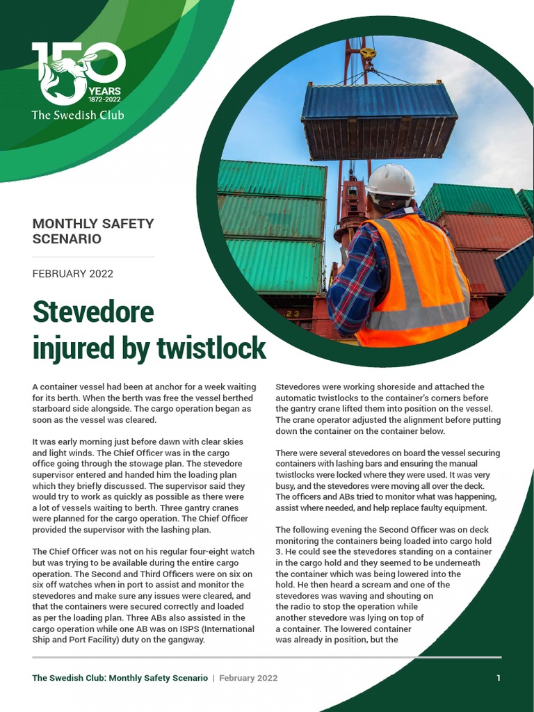 Stevedore Injury from Twistlock Incident | PDF | Stevedore | Crane ...
