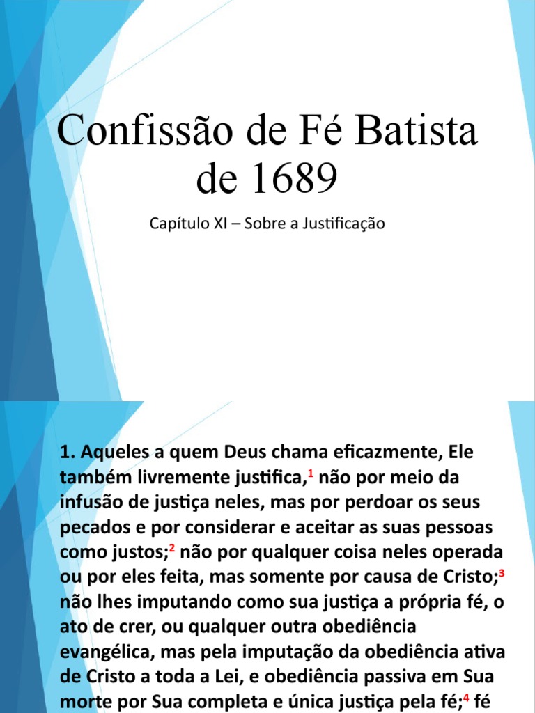 Confissão de Fé Batista de 1689 - Cap XI | PDF | Pecado | Justificação ...