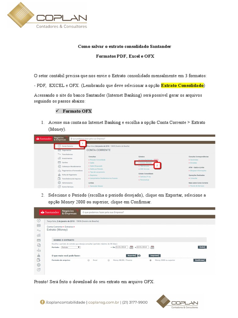 Como Salvar o Extrato Consolidado Santander | PDF
