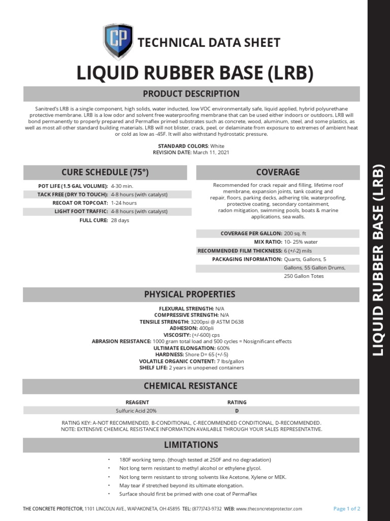 Liquid Rubber Base (LRB) : Technical Data Sheet | PDF | Natural Rubber ...