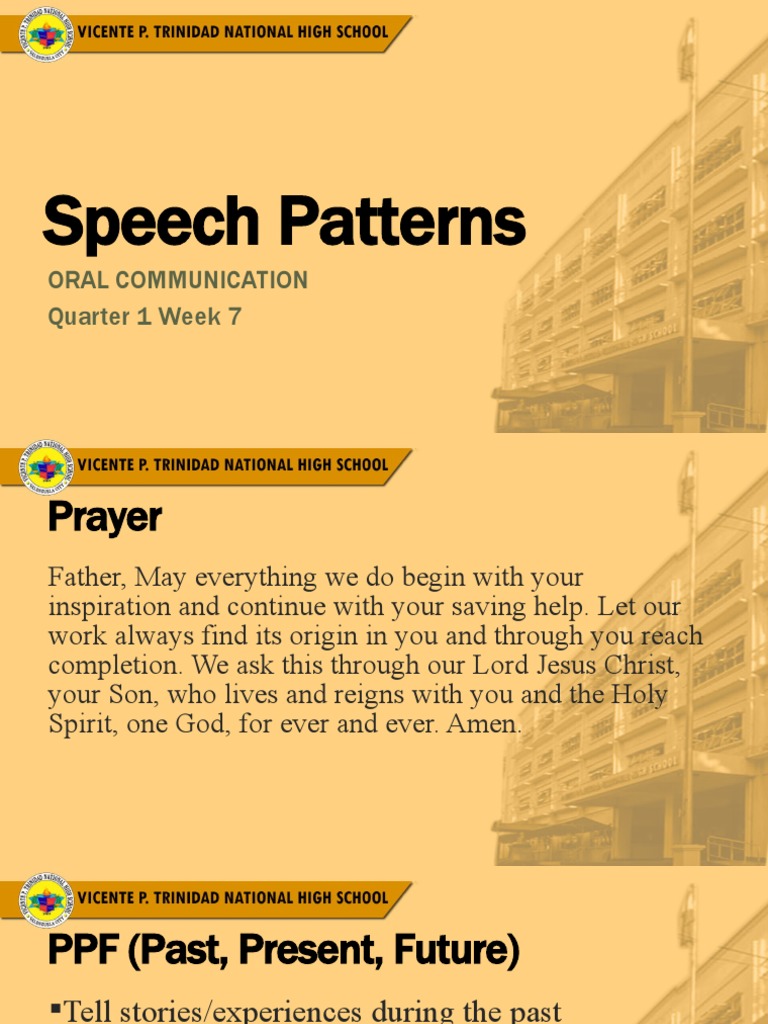 Speech Patterns: Oral Communication Quarter 1 Week 7 | PDF