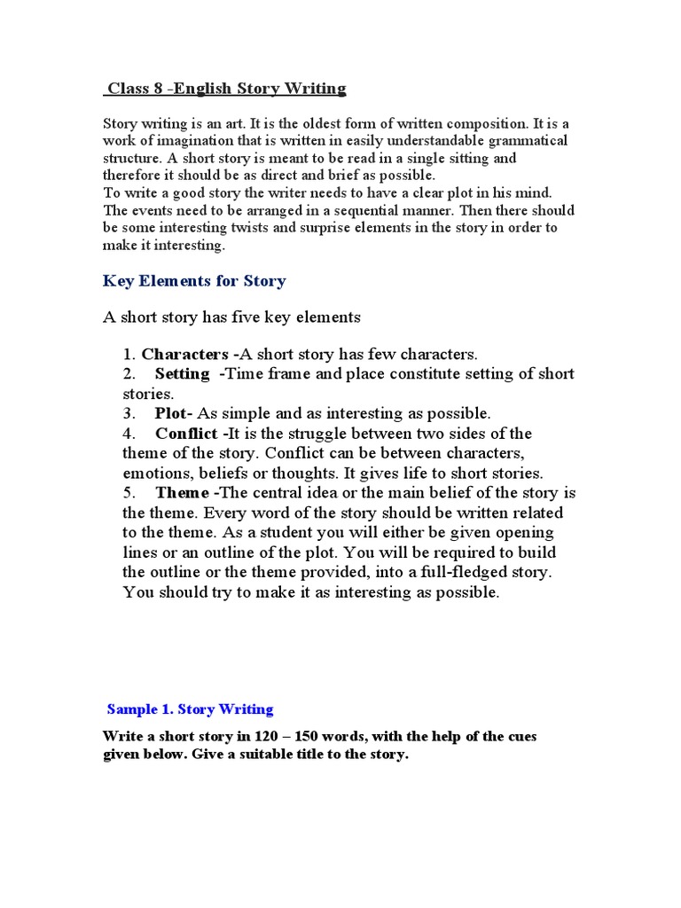 Class 8 English Story Writing Guide | PDF