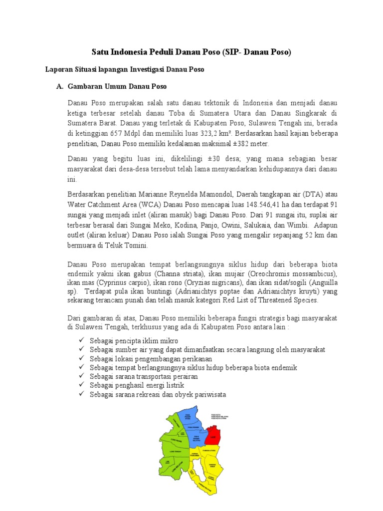 Gambaran Umum Danau Poso | PDF