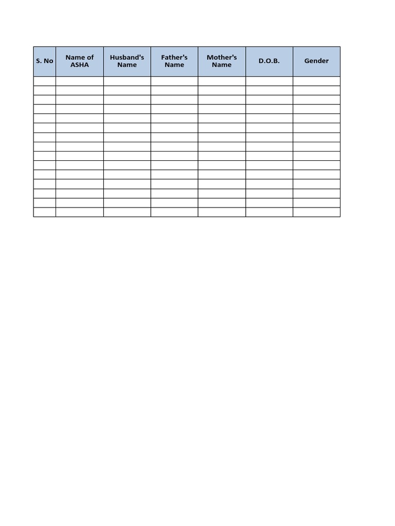 ASHA Worker Registration Form Format | PDF