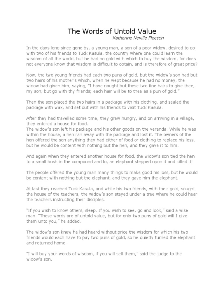 The Words of Untold Value | PDF